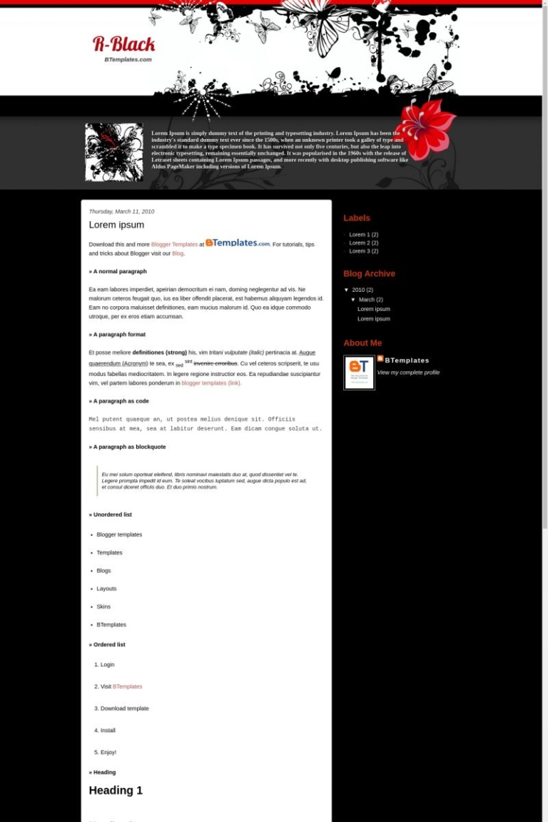 R-Black Blogger Template - BTemplates