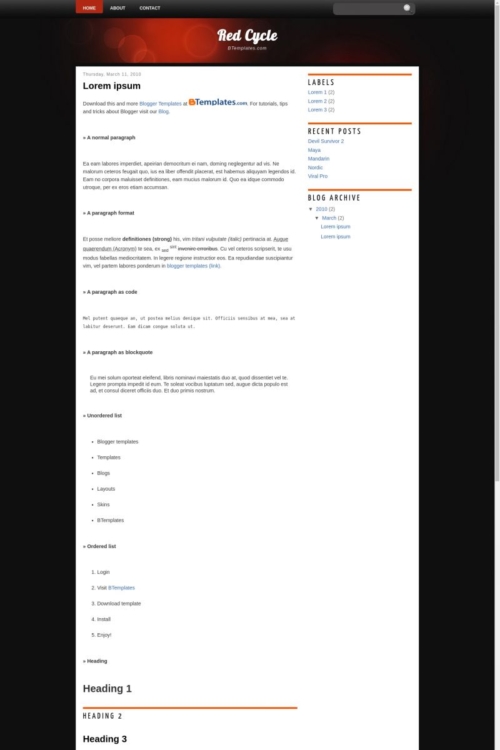 Red Cycle Blogger template - BTemplates