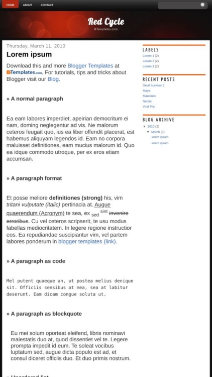 Red Cycle Blogger template - BTemplates