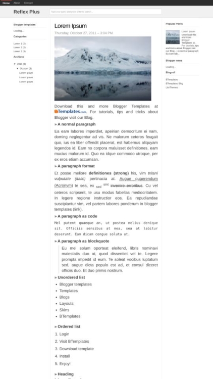 Reflex Plus Blogger Template - BTemplates