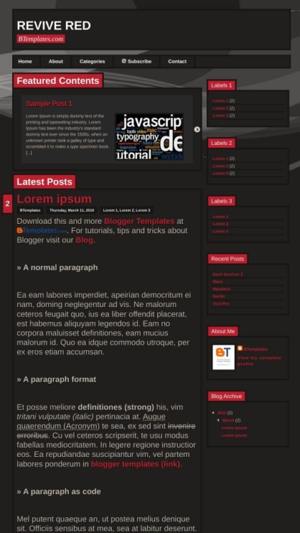 Revive Red Blogger Template - BTemplates