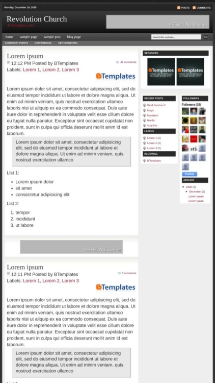 Revolution Church Blogger Template - BTemplates