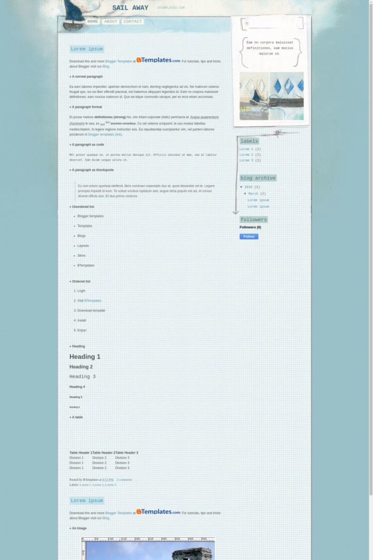 Sail Away Blogger Template - BTemplates