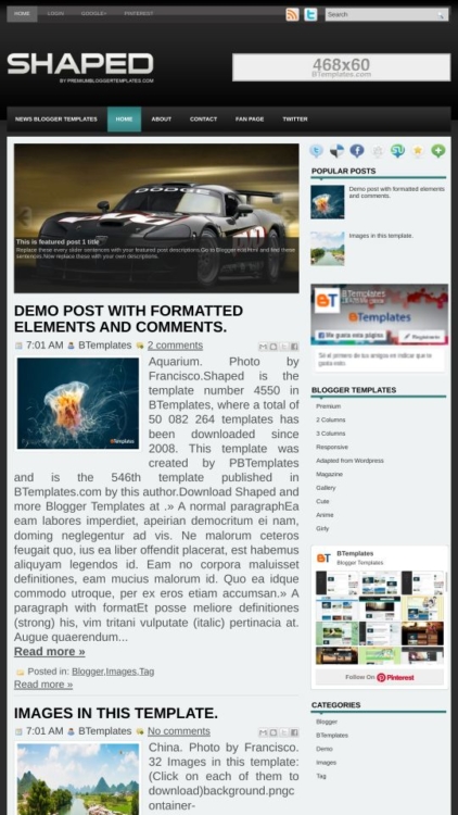 Shaped Blogger Template - BTemplates