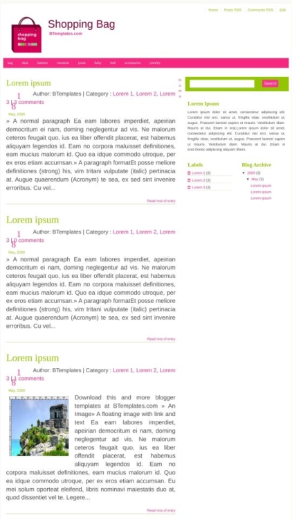 Shopping Bag Blogger Template - BTemplates