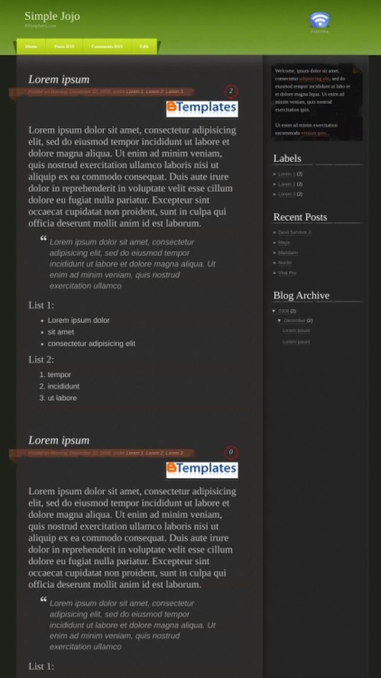 Simple Jojo Blogger Template - BTemplates