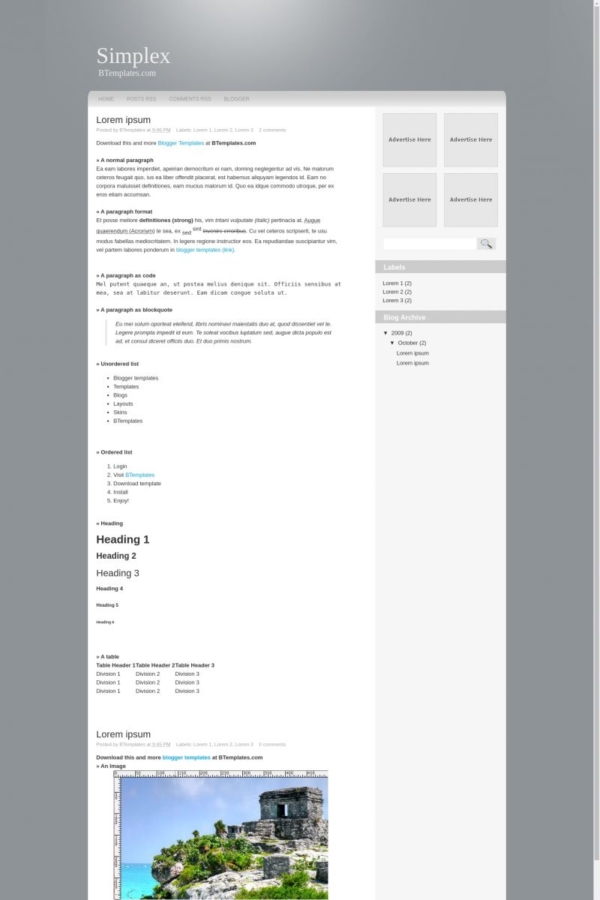 Simplex Blogger Template - BTemplates