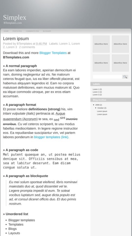 Simplex Blogger Template - BTemplates