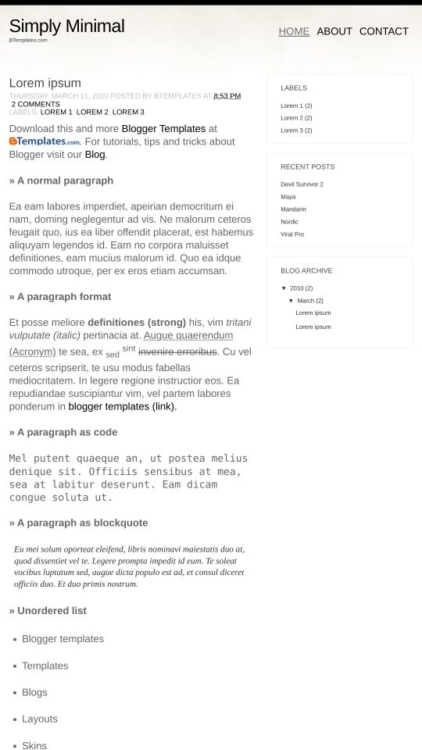 Simply Minimal Blogger Template - BTemplates