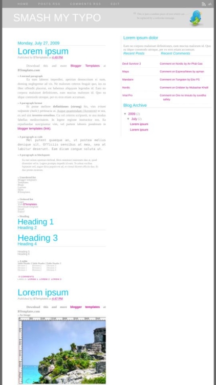 Smash My Typo Blogger template - BTemplates