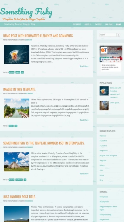 Something Fishy Blogger template - BTemplates