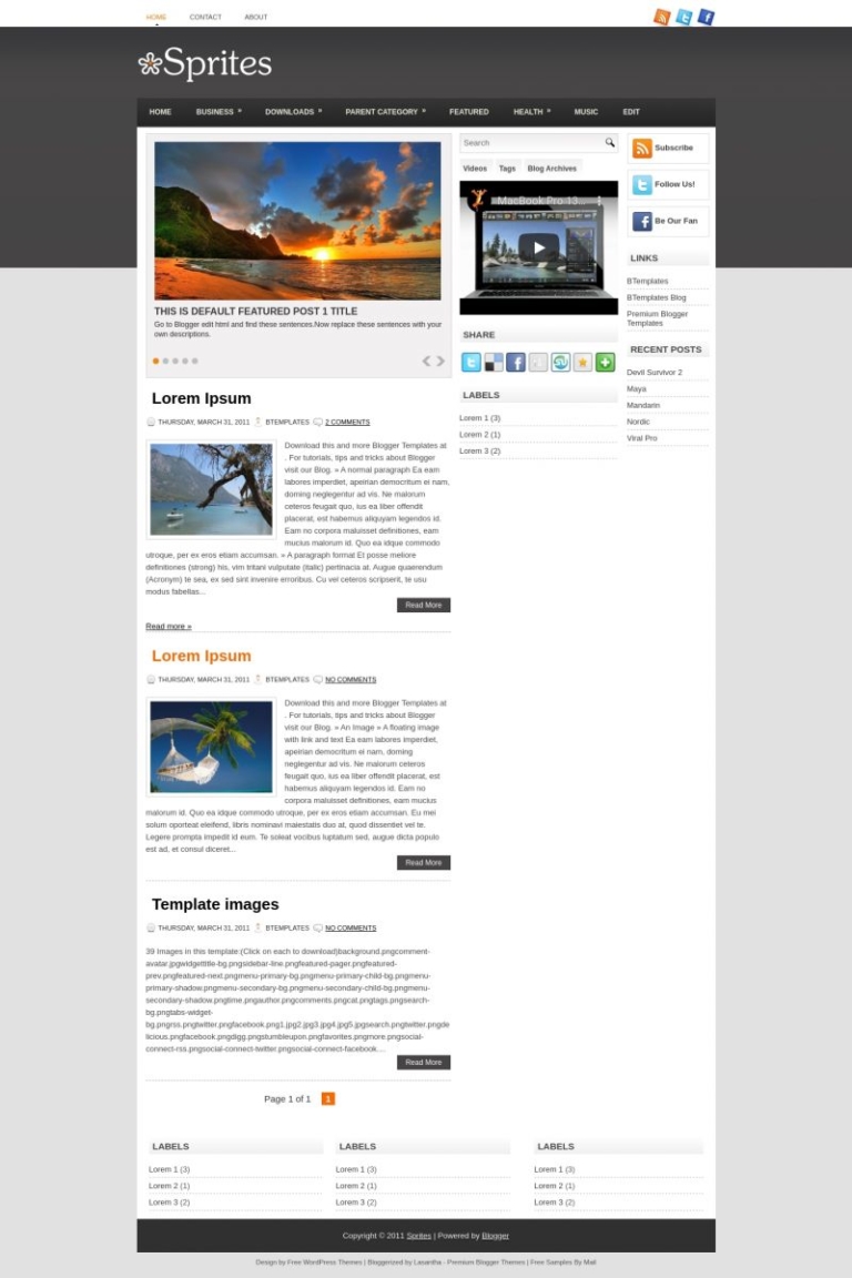 Sprites Blogger template - BTemplates