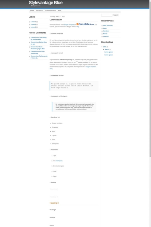 Stylevantage Blue Blogger Template - BTemplates