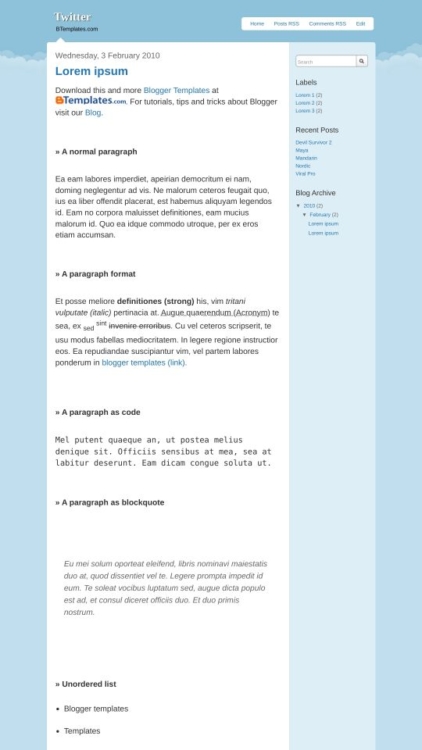 Twitter Blogger Template - BTemplates