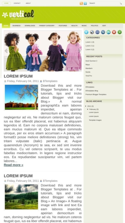 Vertical Blogger Template - BTemplates