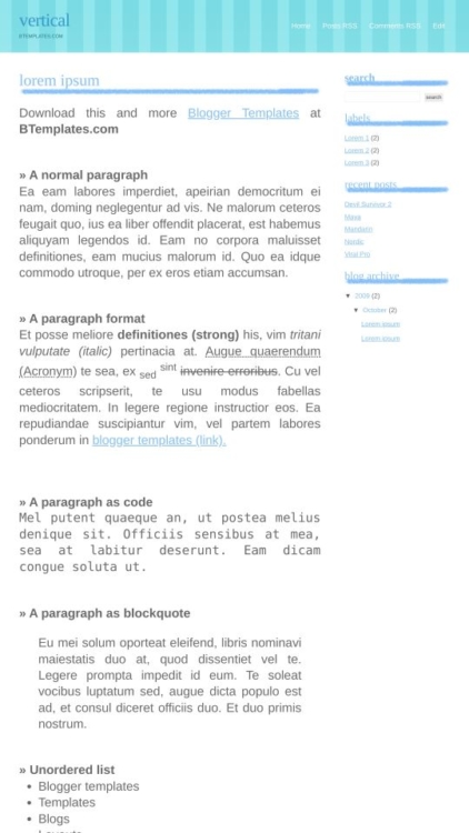 Vertical Blogger Template - BTemplates