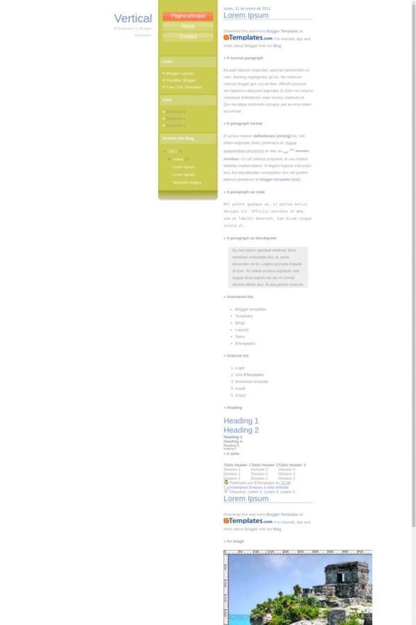 Vertical Blogger Template - BTemplates