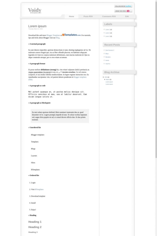 Voidy Blogger Template - BTemplates