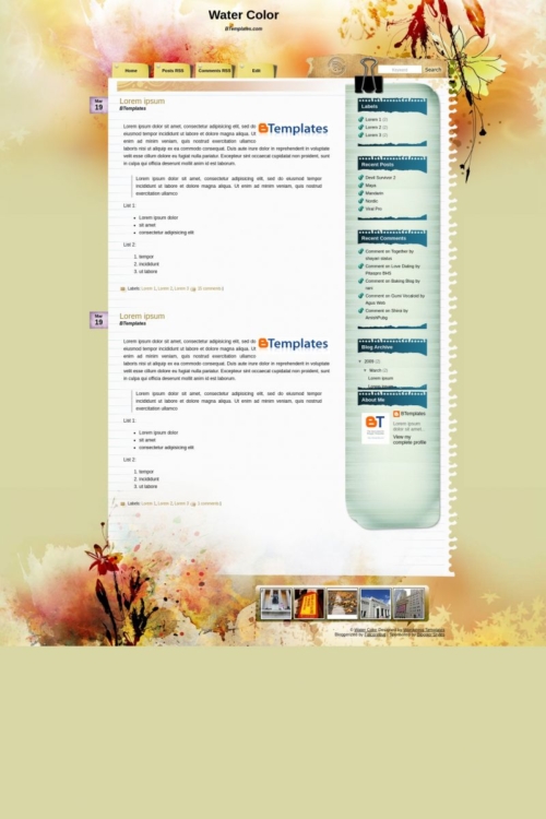 Water Color Blogger Template - BTemplates