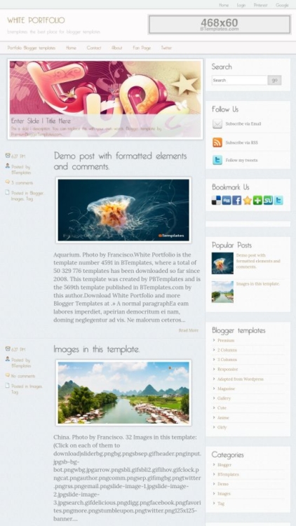 White Portfolio Blogger Template - BTemplates