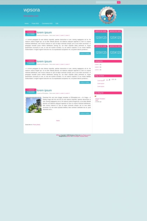 WP Sora Blogger Template - BTemplates