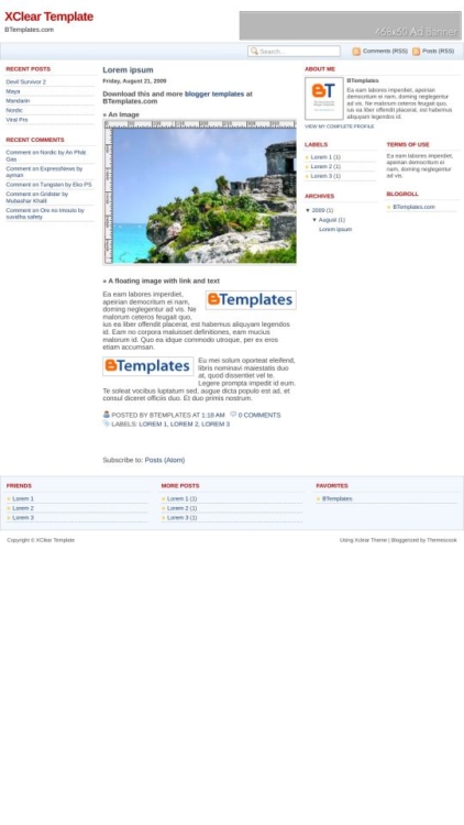 XClear Blogger Template - BTemplates